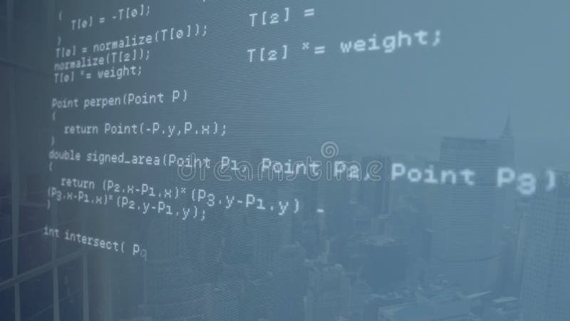 Animation of Computer Language Moving Against Modern Buildings Stock Video - Video of digital ...