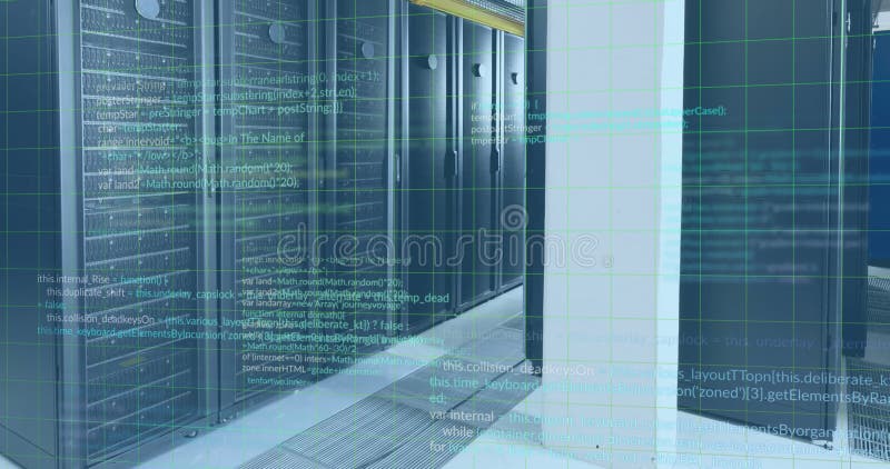 Animation of Computer Language Over Data Server Racks in Server Room Stock Video - Video of ...