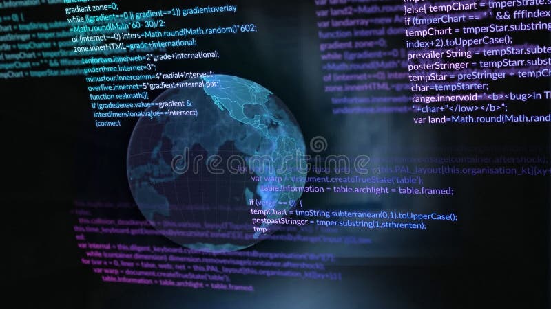 Animation of Computer Language Over Globe Against Warehouse in Background Stock Video - Video of ...