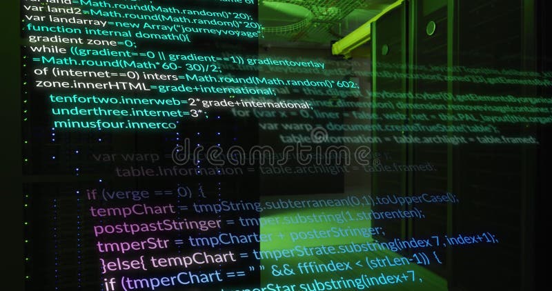 Animation of Computer Languages Moving Over Data Server Systems Stock Footage - Video of tech ...