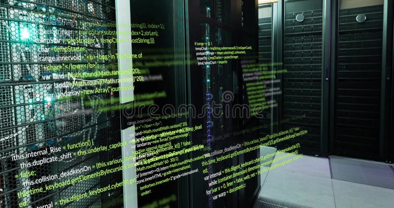 Animation Of Computer Programming Language Over Data Server Room Stock Video Video Of Number