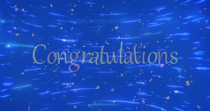 Animation of Confetti Falling and Light Trails Over Congratulations ...