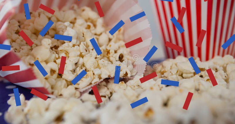 Animation of Confetti Over Boxes of Popcorn Stock Footage - Video of ...