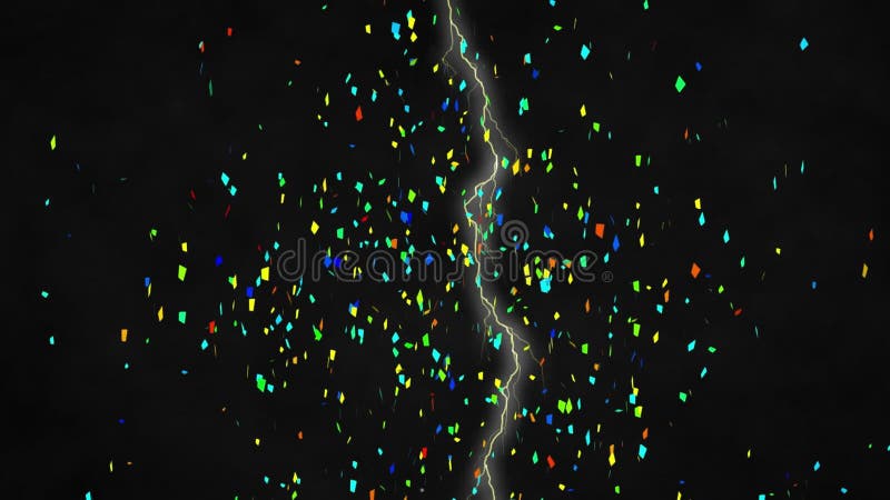 Animation of Confetti Over Lightning on Black Background Stock Footage ...