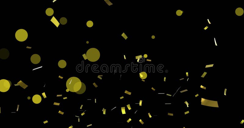 Animation of Confetti and Yellow Light Spots Pattern Moving on Black ...