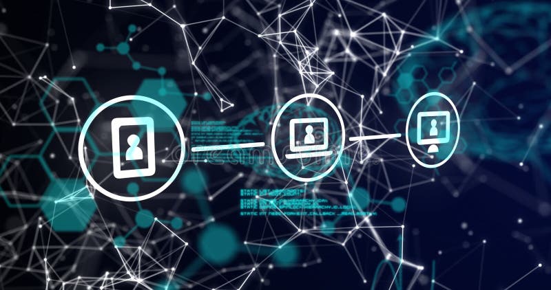 Animation of Connected Digital Communication Media Icons with Network ...