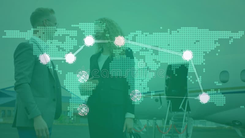 Animation of Connected Dots, Map Over Diverse Entrepreneurs Talking and ...