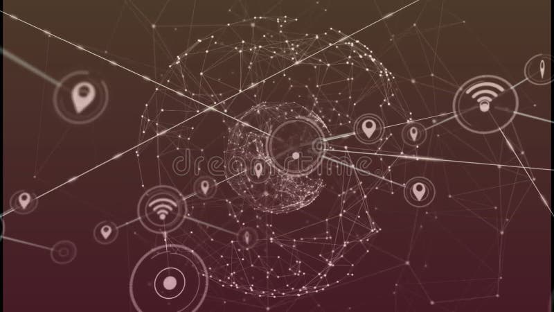 Animation of Connected Gps and Wifi Icons and Connected Dots Forming ...