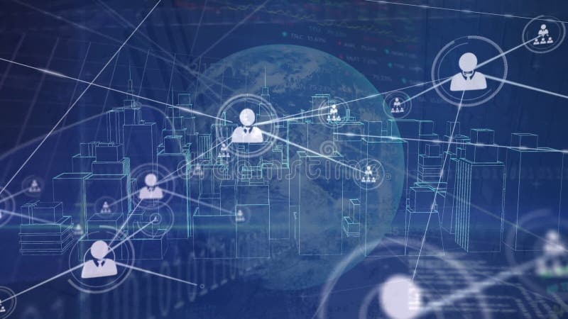 Animation of Connected Icons, Binary Codes, Trading Board, Computer ... Animation of Connected Icons, Binary Codes, Trading Board, Computer ...