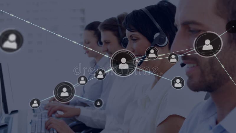 Animation of Connected Icons, Diverse Service Agents Talking with ...