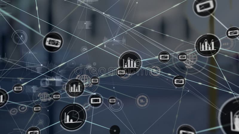 Animation of Connected Icons and Dots and Graphs Against Abstract ... Animation of Connected Icons and Dots and Graphs Against Abstract ...