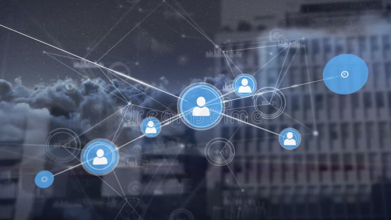 Animation of Connected Icons and Graphs Against Dense Clouds in ...