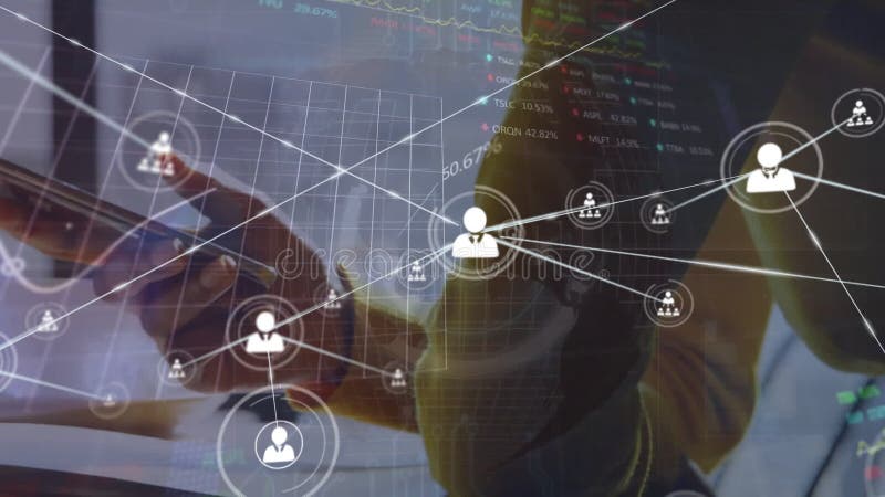 Animation of Connected Icons, Graphs and Trading Boards Over Biracial ... Animation of Connected Icons, Graphs and Trading Boards Over Biracial ...