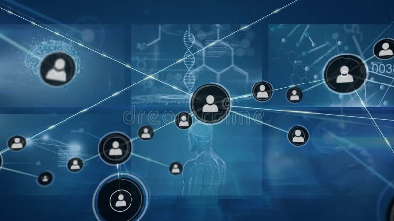 Animation of Connected Icons, Molecule Structures, Brain, Human Body ...