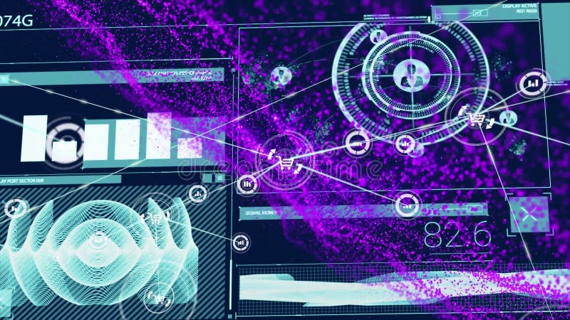 Animation of Connected Icons Over, Graph, Soundwave, Profile Icons ... Animation of Connected Icons Over, Graph, Soundwave, Profile Icons ...