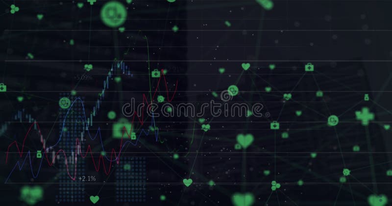 Animation of Connected Medical Icons and Multiple Graphs Moving Over ... Animation of Connected Medical Icons and Multiple Graphs Moving Over ...