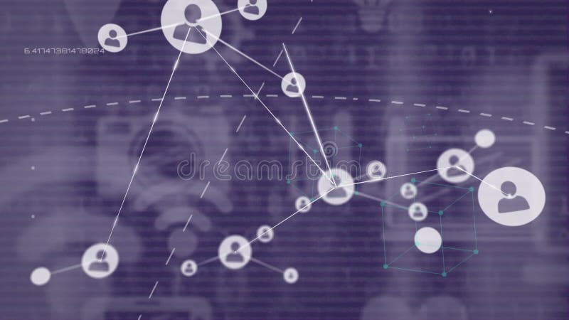Animation of Connected People Icons Over an Empty Server Room Stock ... Animation of Connected People Icons Over an Empty Server Room Stock ...