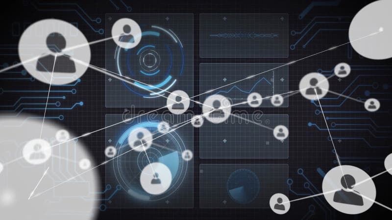 Animation of Connected User Icons and Data Graphs in Digital Interface ...