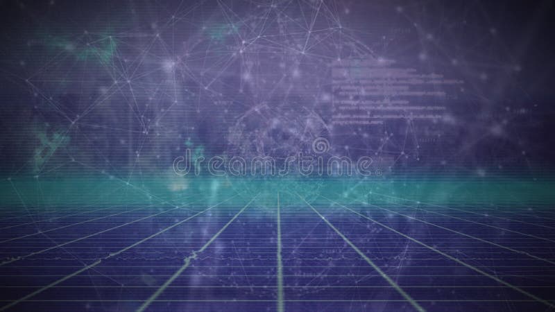 Animation of Connecting Dots Sphere Moving with Data Over Grid ...