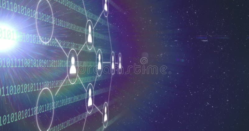 Animation Of Connections And Binary Coding Data Processing Stock 1701