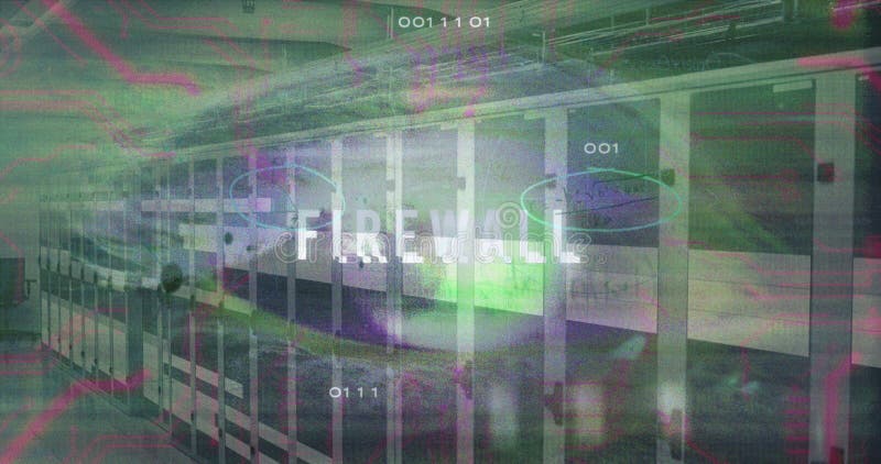 Animation of Connections, Firewall and Globe Over Servers Stock Footage ...