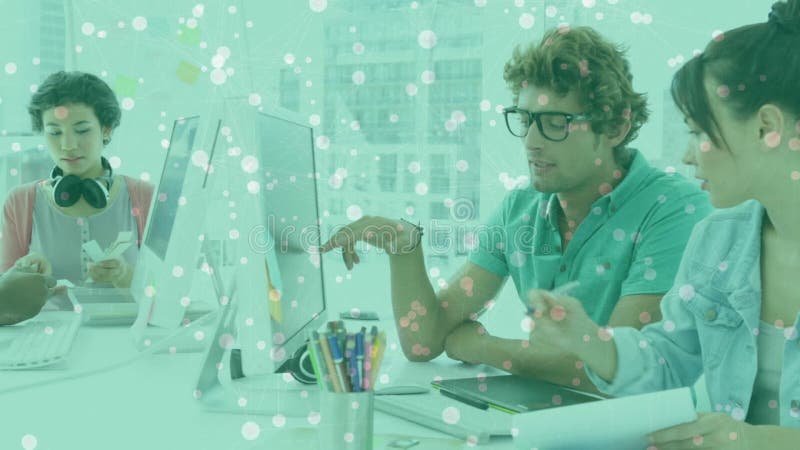 Animation of Connections Over Diverse Students Using Computers Stock ...