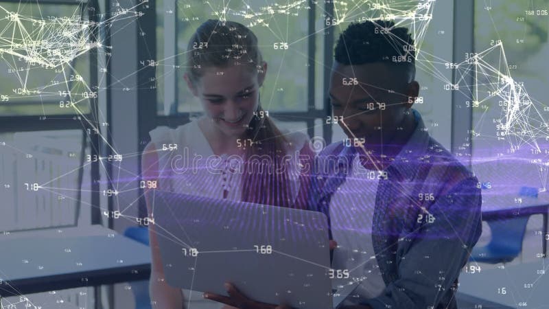 Animation of Connections Over Happy Diverse Students Using Technology ...