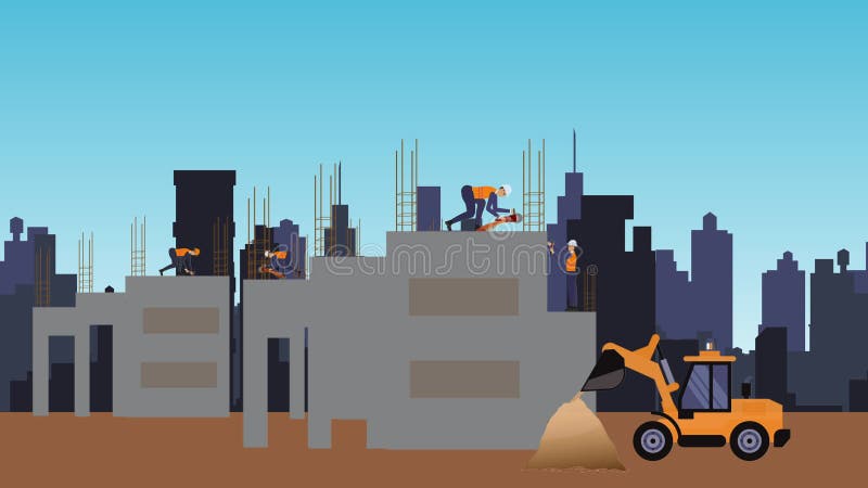 Animation of Construction Site Buildings at Edge of the City Stock ...