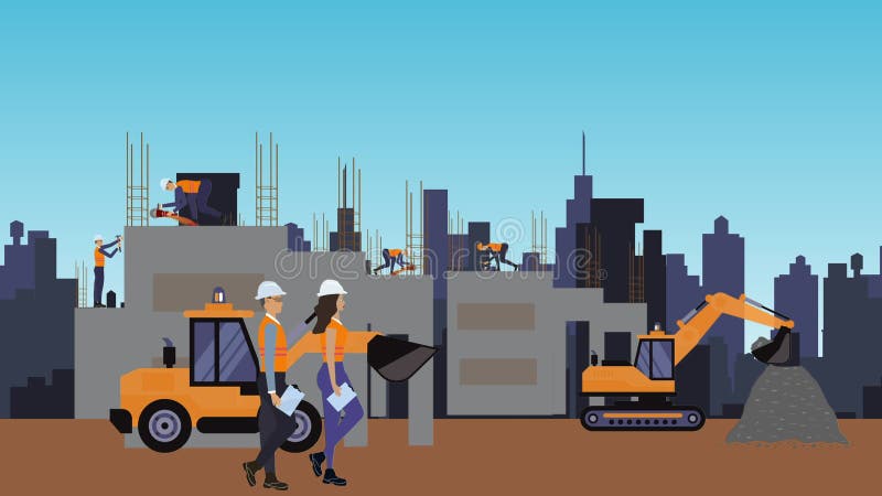 Animation of Construction Site Buildings at Edge of the City Stock ...