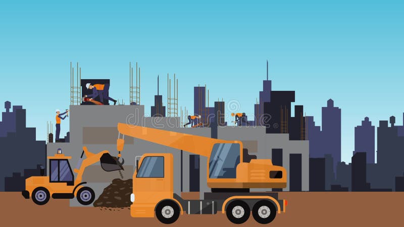 Animation of Construction Site Buildings at Edge of the City Stock ...