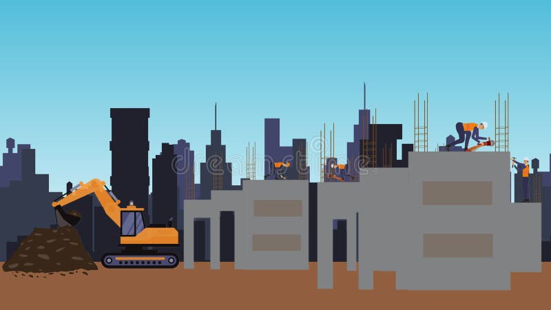 Animation of Construction Site Buildings at Edge of the City Stock ...