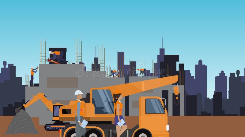 Animation of Construction Site Buildings at Edge of the City Stock ...