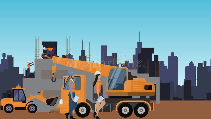 Animation of Construction Site Buildings at Edge of the City Stock ...