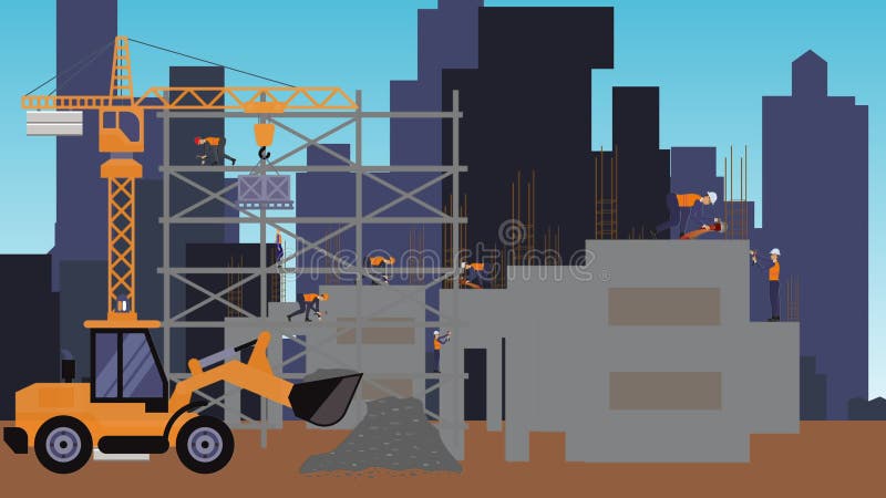 Animation of Construction Site Buildings at Edge of the City Stock ...