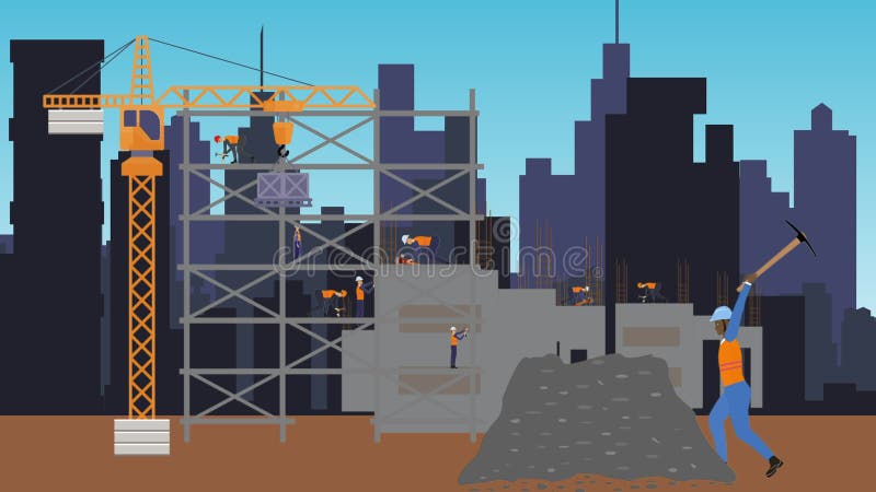 Animation of Construction Site Buildings at Edge of the City Stock ...