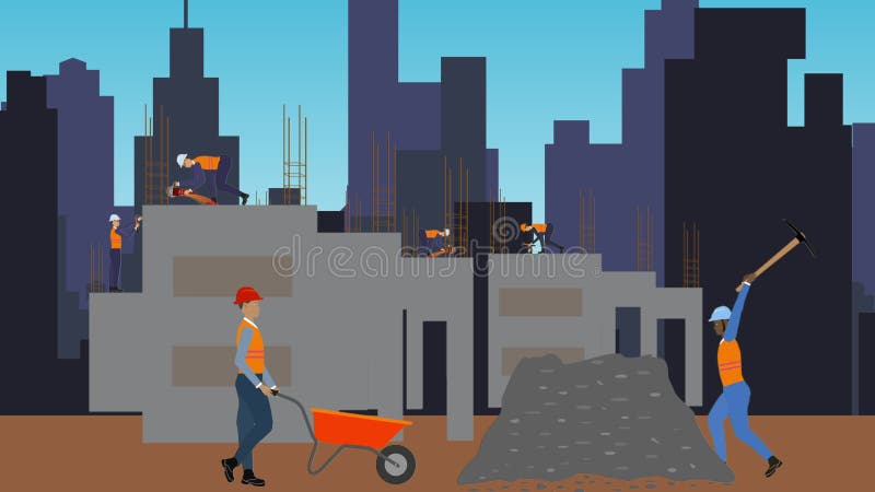 Animation of Construction Site Buildings at Edge of the City Stock ...