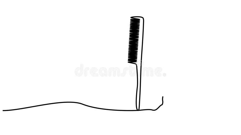 Animation Continuous Line Drawing of Comb and Scissors. Video Stock ...