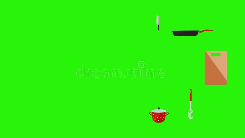 Animation of Cooking Tools, Green Screen , Chroma Key Graphic Source ...