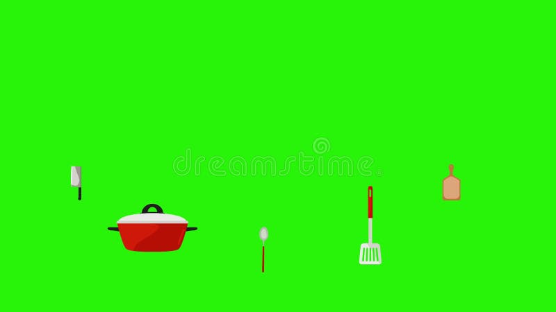 Animation of Cooking Tools, Green Screen , Chroma Key Graphic Source ...