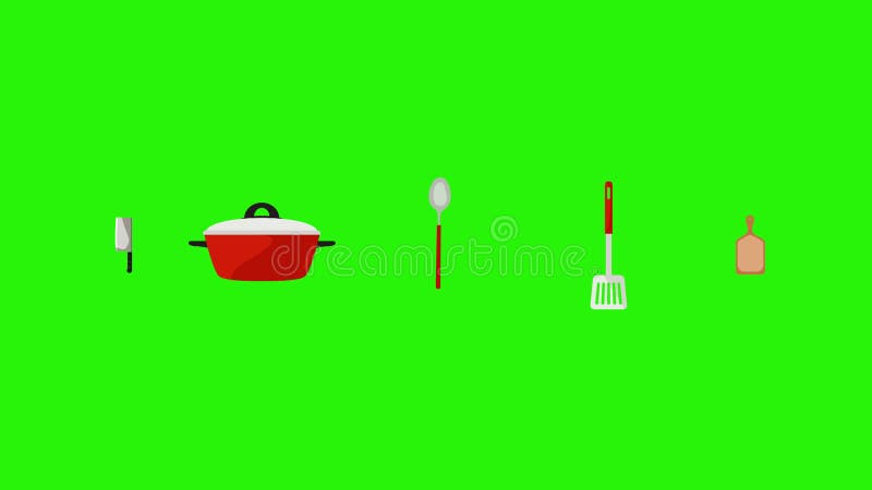 Animation of Cooking Tools, Green Screen , Chroma Key Graphic Source ...