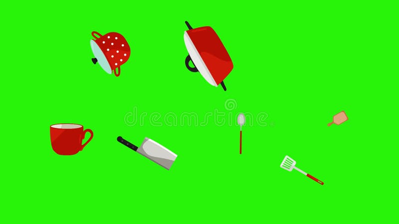 Animation of Cooking Tools, Green Screen , Chroma Key Graphic Source ...