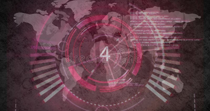 Animation of Countdown and Data Processing Over World Map Stock Video ...