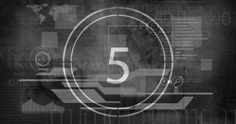 Animation of Countdown Over Data Processing Stock Footage - Video of ...