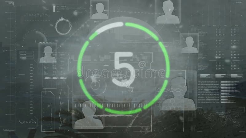Animation of Countdown Over Icons with Data Processing Stock Footage ...