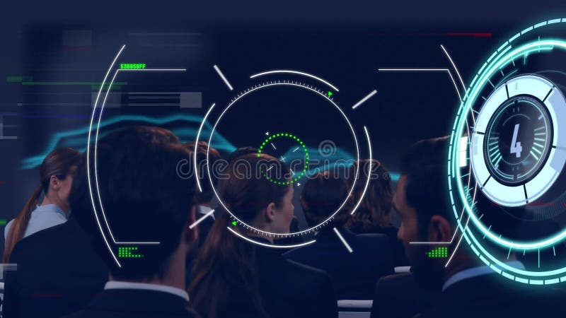 Animation of Countdown Over Round Scanner and Scope Against Rear View ...
