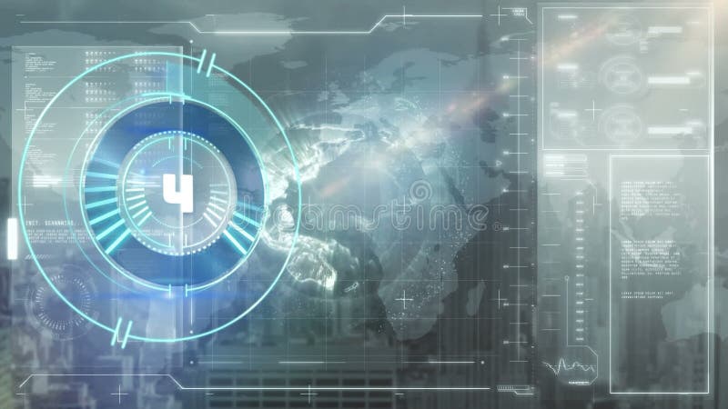 Animation of Countdown with Scope Scanning and Data Processing on Screen Stock Video - Video of ...