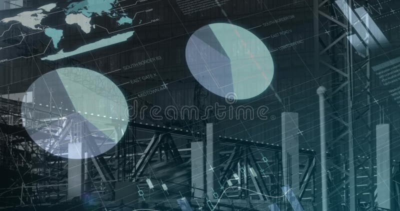 Animation of Crane at Construction Site, Financial Data Processing and ...