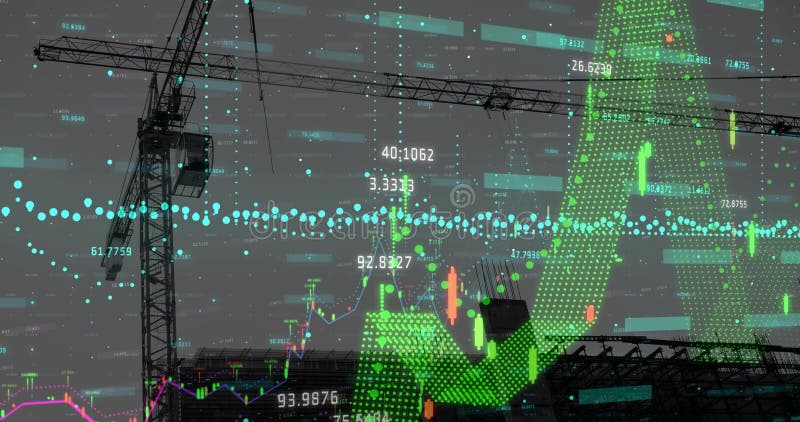 Animation of Crane at Construction Site, Financial Data Processing and ...