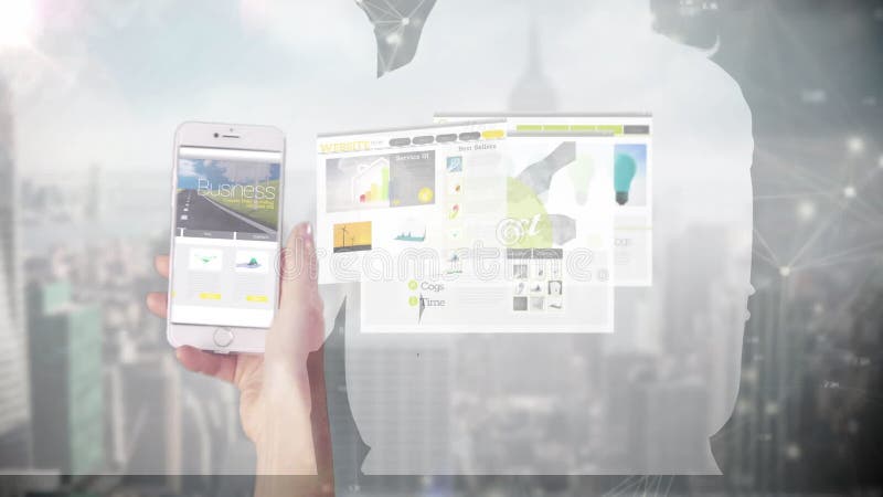 Animation of Cropped Hand Scrolling through Application and Floating ...