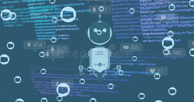 Animation of Cube in Circles, Notification Bars and Flying Robot Over ...